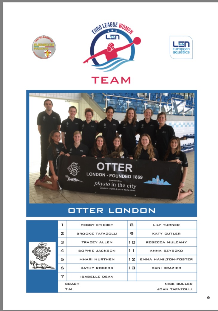 Water Polo England | London Otter women's team return to Europe ...